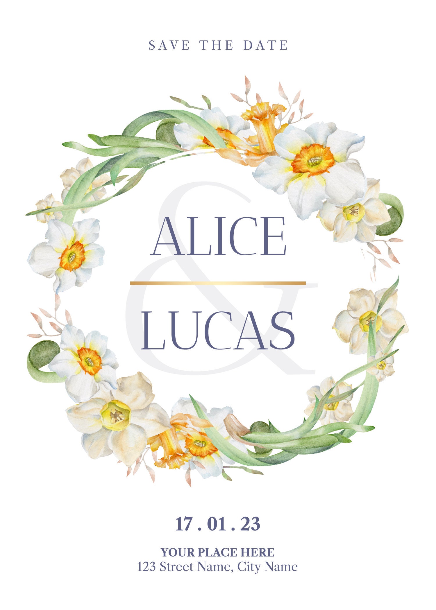 Daffodil Flowers Wedding Invitation Digital Download - Etsy
