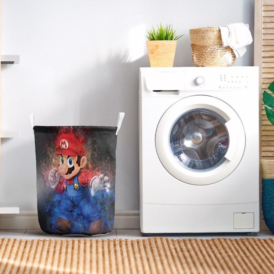 Super Mario Laundry Basket Bag Foldable Storage Nintendo - Etsy