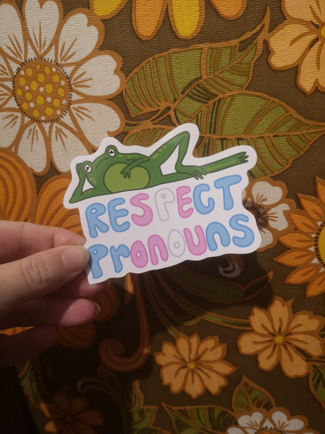 Respect Pronouns Frog Sticker. Vinyl. - Etsy