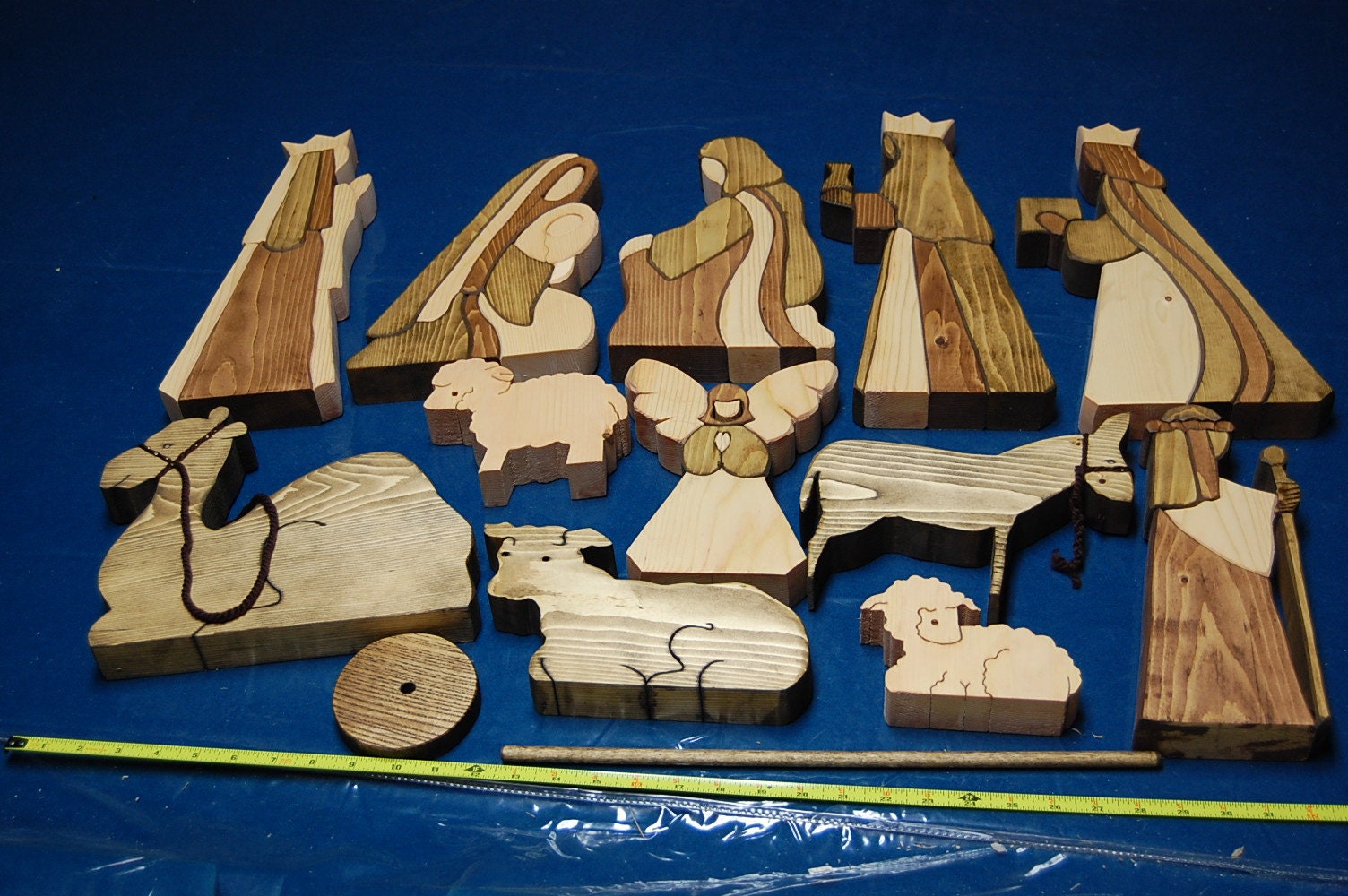 Large 10 Piece Wooden Nativity Scene 2 Piece Bonus. | Etsy