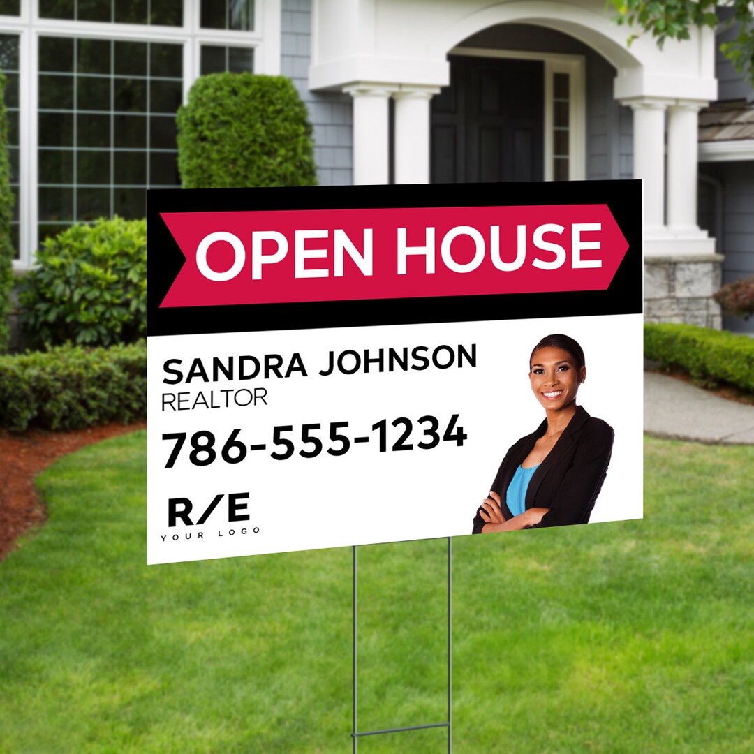 Real Estate Open House Yard Sign With FREE Shipping | Physical 24"x18 ...
