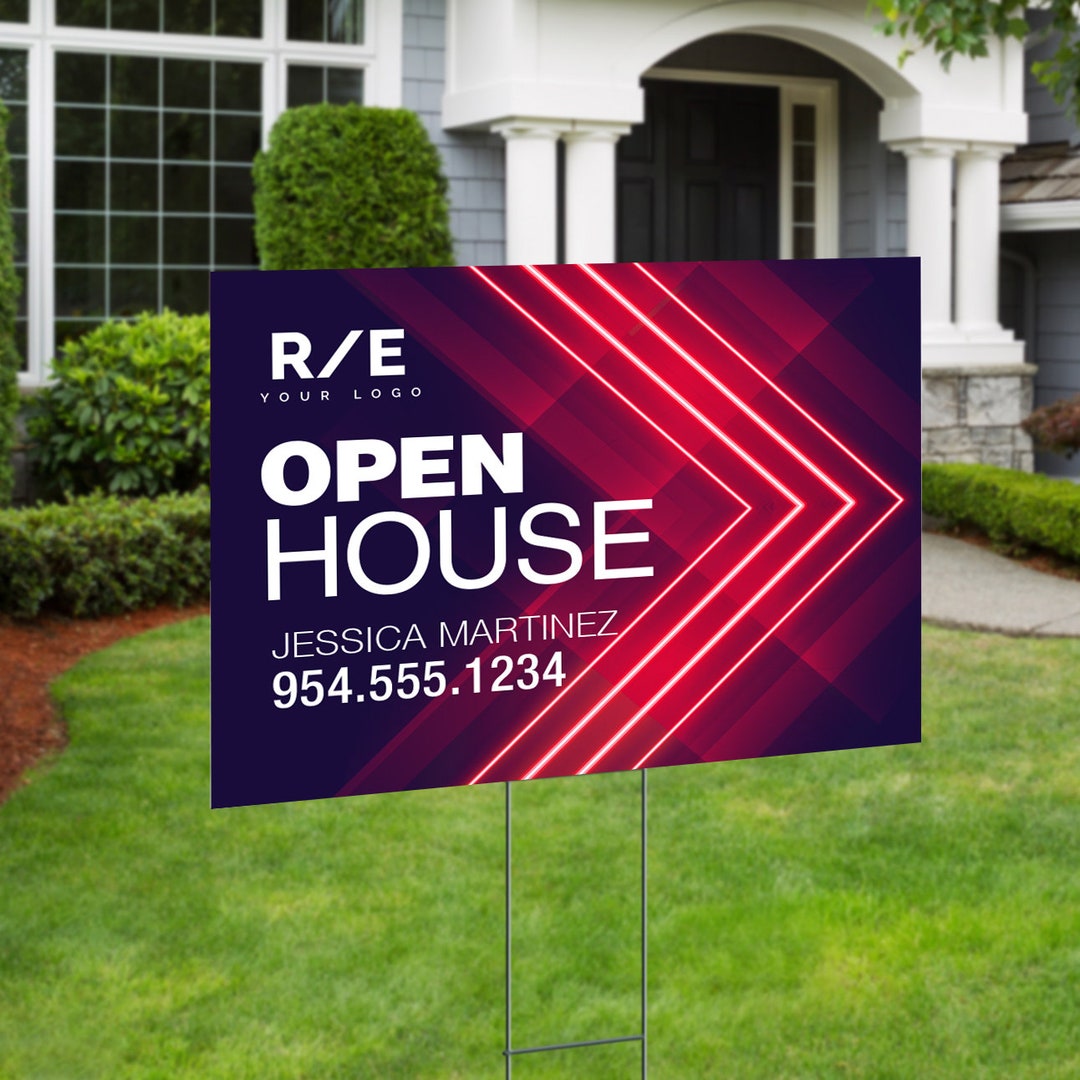 Real Estate Open House Yard Sign With FREE Shipping | Physical 24"x18 ...