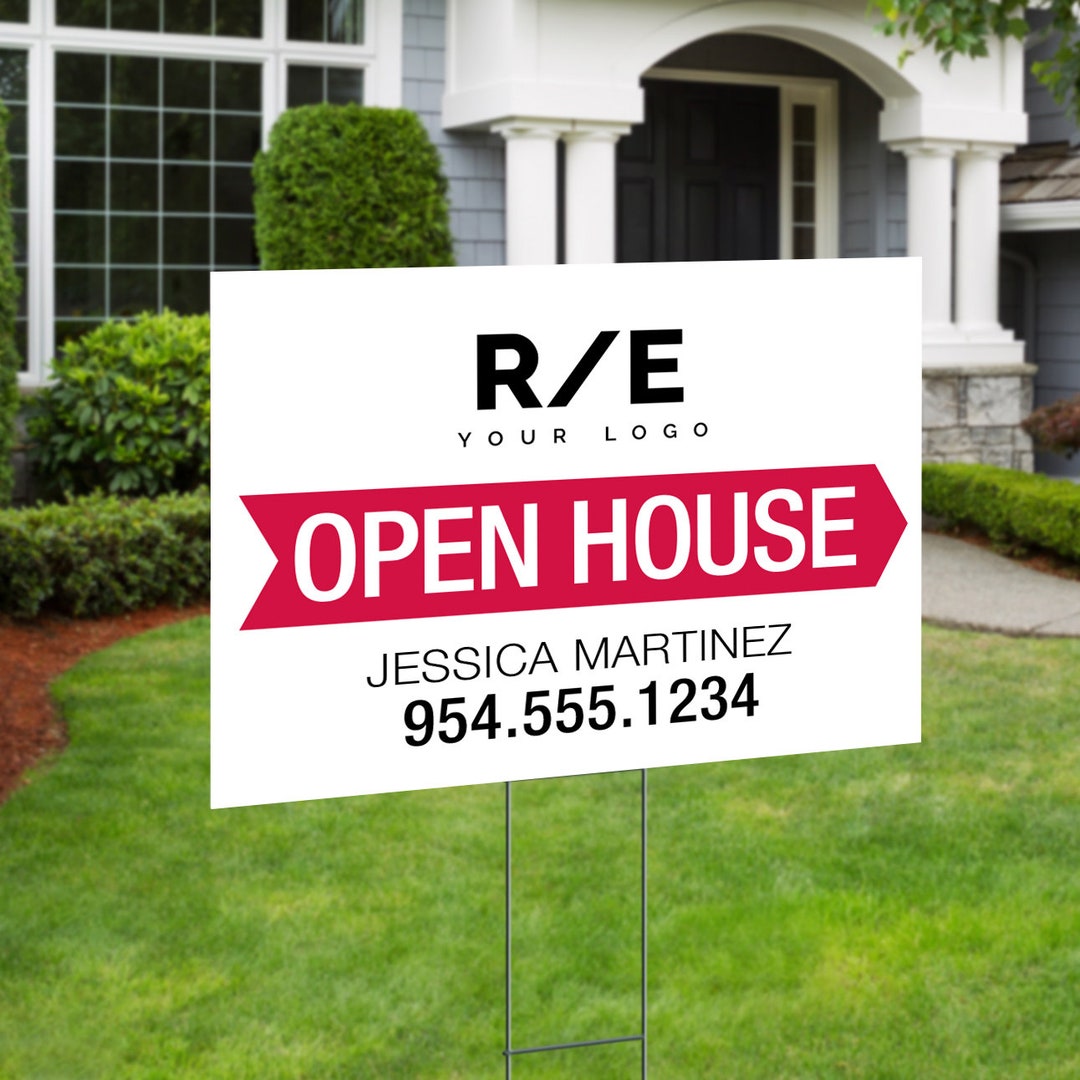 Real Estate Open House Yard Sign With FREE Shipping | Physical 24"x18 ...