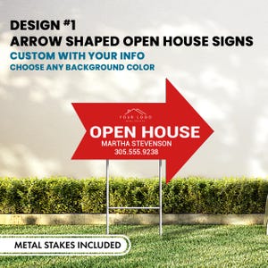 Real Estate Open House Arrow Yard Sign With FREE Shipping | 24x18 ...