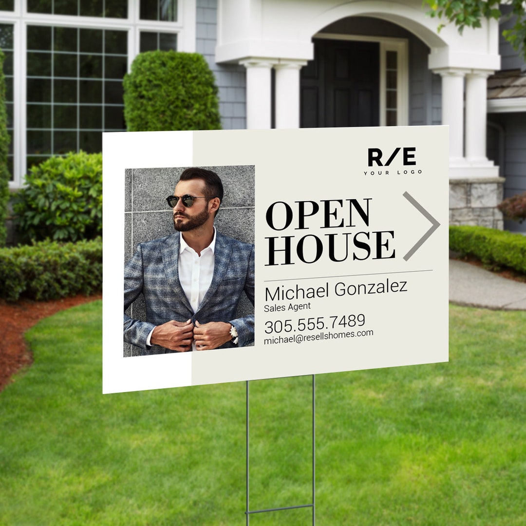 Real Estate Open House Yard Sign With FREE Shipping | Physical 24"x18 ...