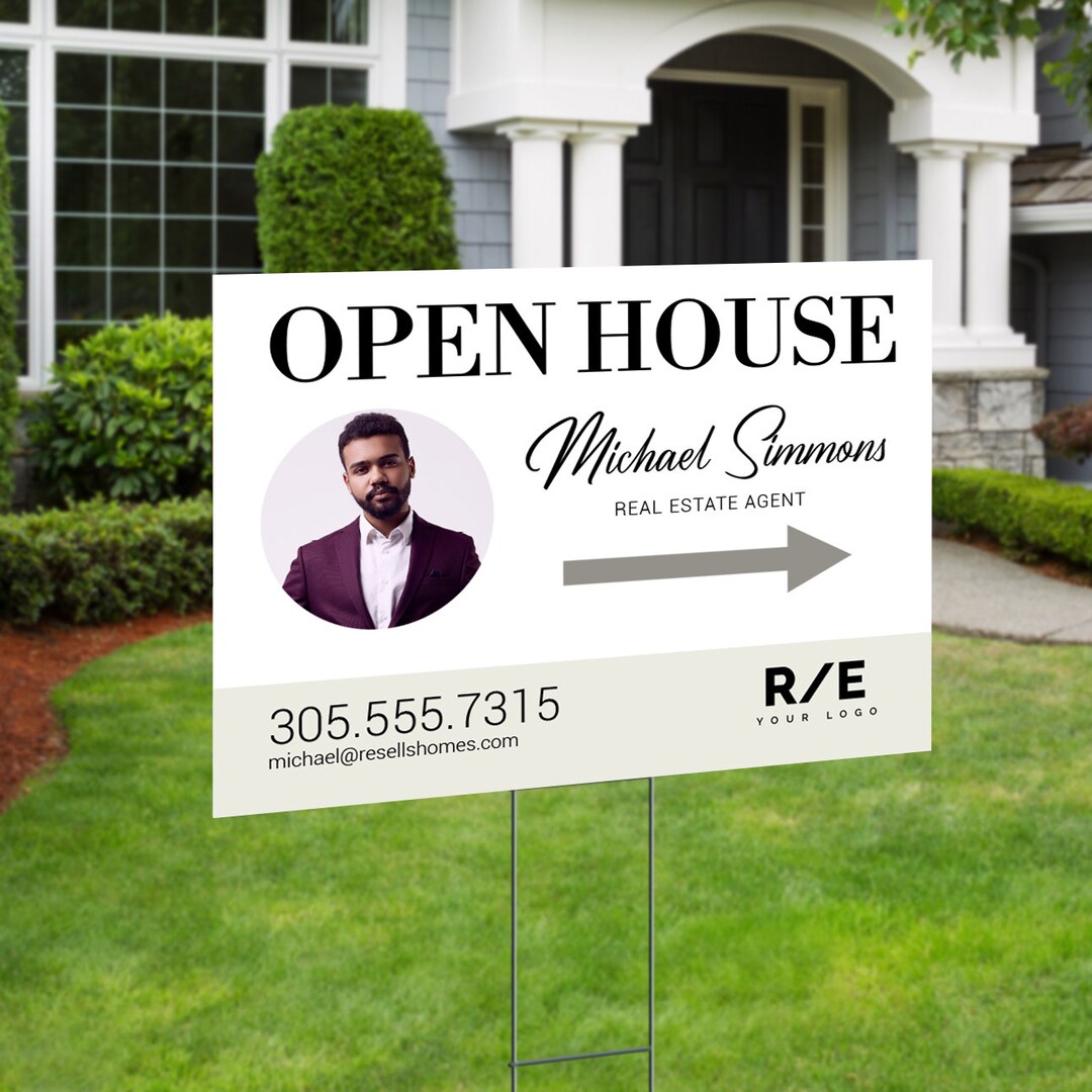 Real Estate Open House Yard Sign With FREE Shipping | Physical 24"x18 ...