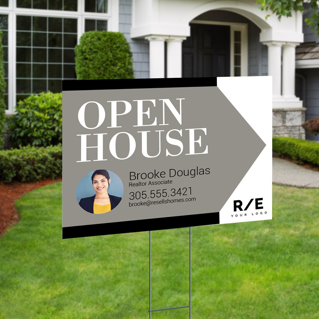Real Estate Open House Yard Sign With FREE Shipping | Physical 24"x18 ...