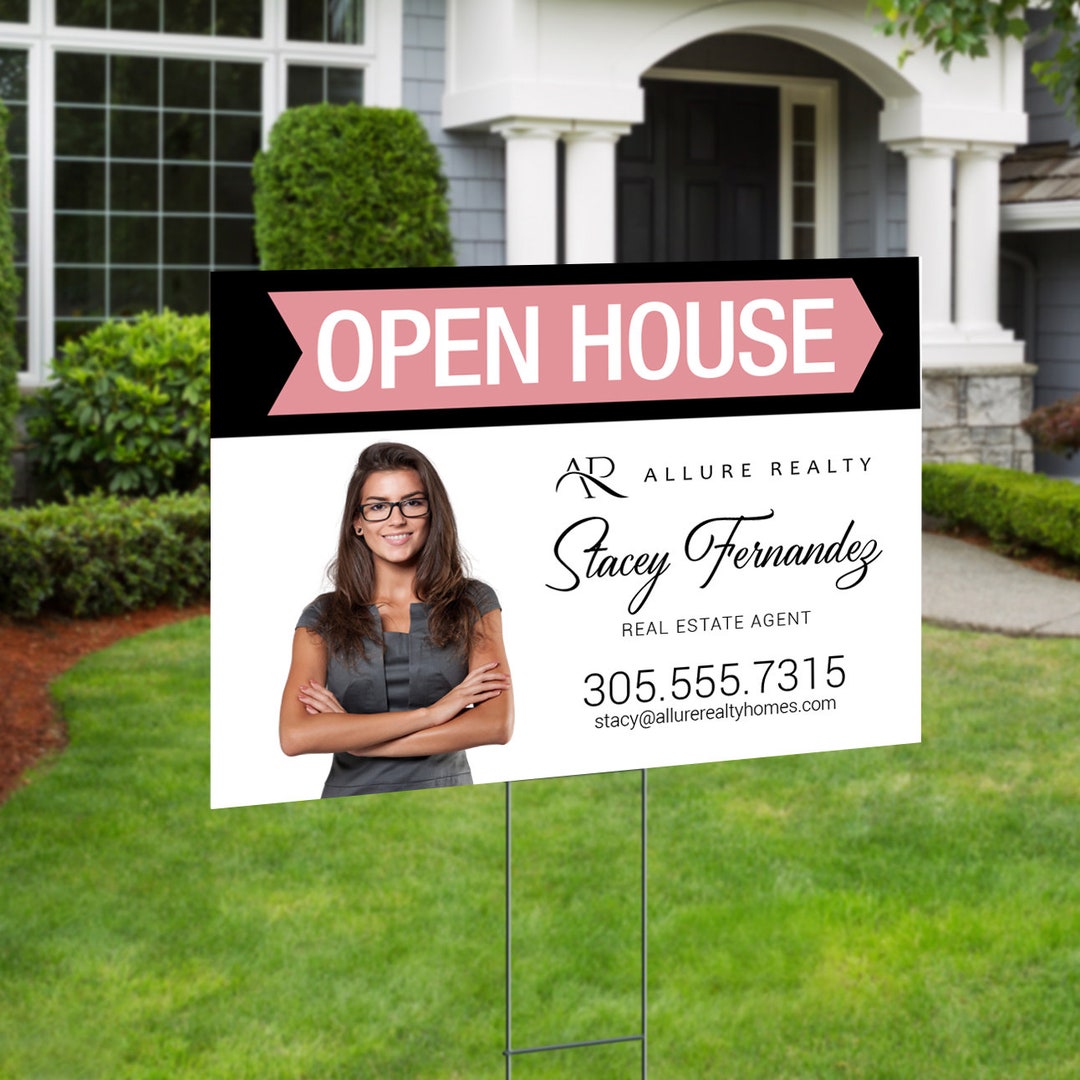 Real Estate Open House Yard Sign With FREE Shipping | Physical 24"x18 ...