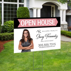 Real Estate Open House Yard Sign With FREE Shipping | Physical 24"x18 ...
