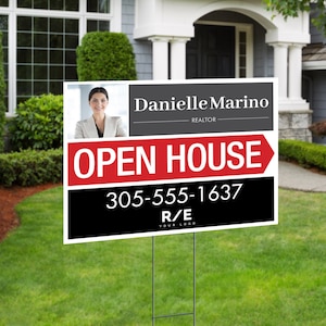 Real Estate Open House Yard Sign With FREE Shipping | Physical 24"x18 ...
