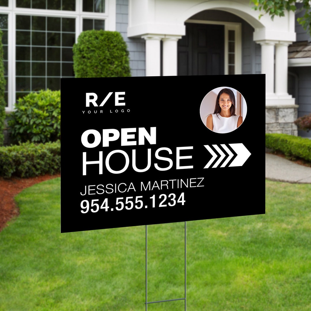 Real Estate Open House Yard Sign With FREE Shipping | Physical 24"x18 ...
