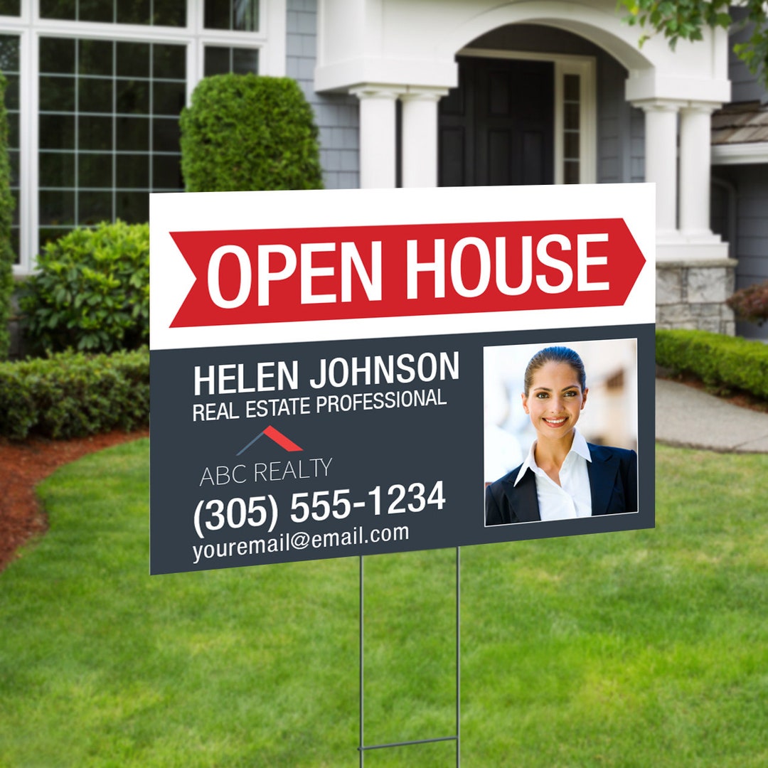 Real Estate Open House Yard Sign With FREE Shipping | Physical 24"x18 ...