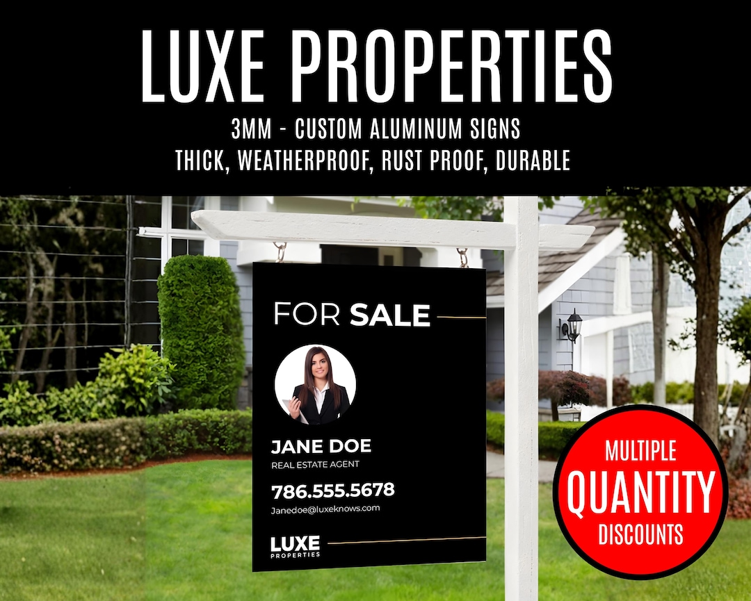 Luxe Properties Aluminum Yard Sign | Double Sided, 3MM Thick - Etsy