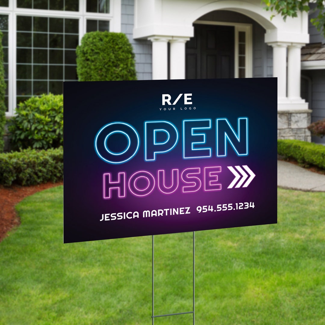 Real Estate Open House Yard Sign With FREE Shipping | Physical 24"x18 ...