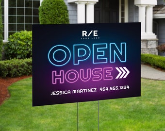 Real Estate Open House Yard Sign With FREE Shipping Physical 24x18 ...