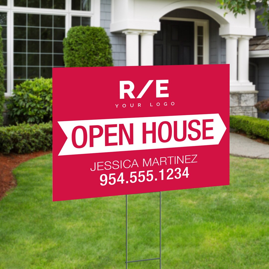Real Estate Open House Yard Sign With FREE Shipping | Physical 24"x18 ...