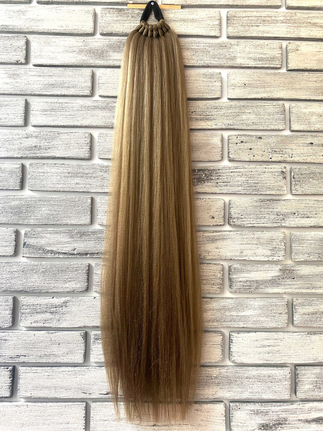 Dark Blond Ponytail Extensions, Hair on Elastic Band, Synthetic Hair ...