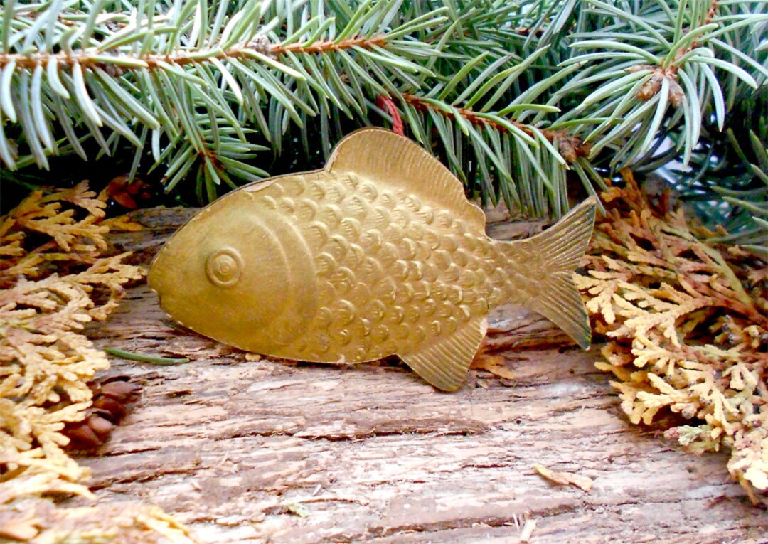 Goldfish Dresden Cardboard. Antique Christmas Decorations, a Statuette ...
