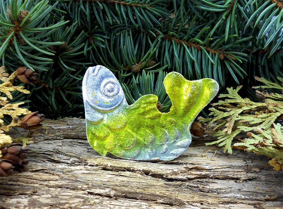 5 Items Christmas Decorations Gold Fish. Dresden Cardboard Antique ...