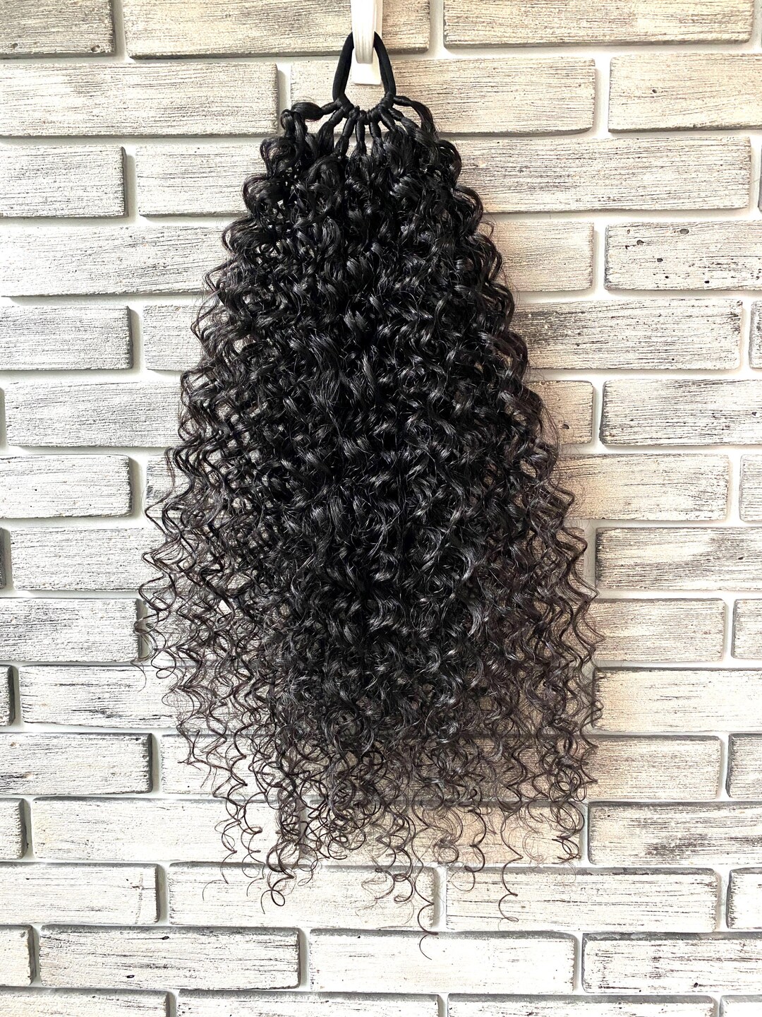 Black Curly Ponytail Extensions,curls, Wavy Hair on Elastic Band ...