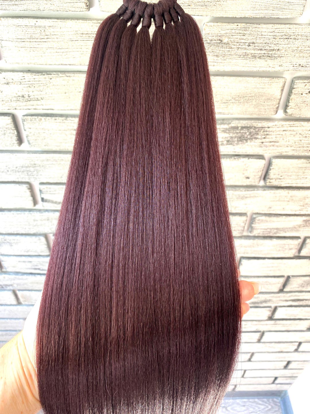Mahogany Hair Color Ponytail Extensions, Brown Hair on Elastic Band ...