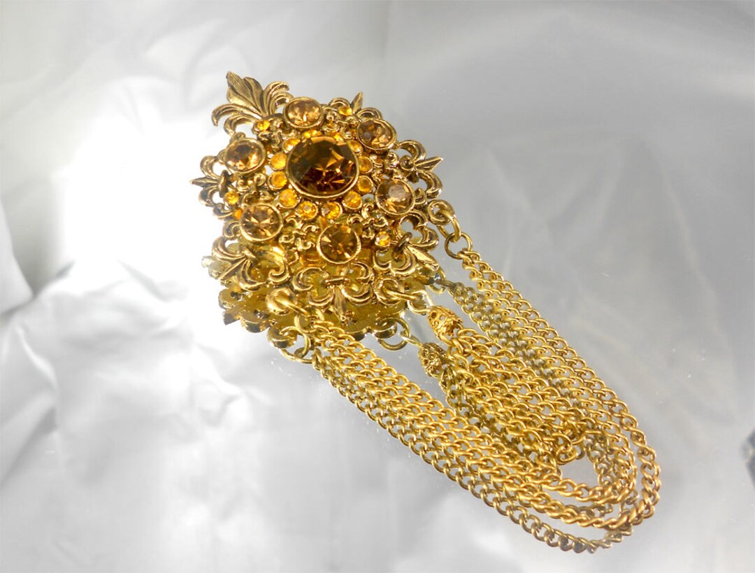 Vintage Brooches 1950 Brooch Vintage Golden Brooch Oval Brooch With ...