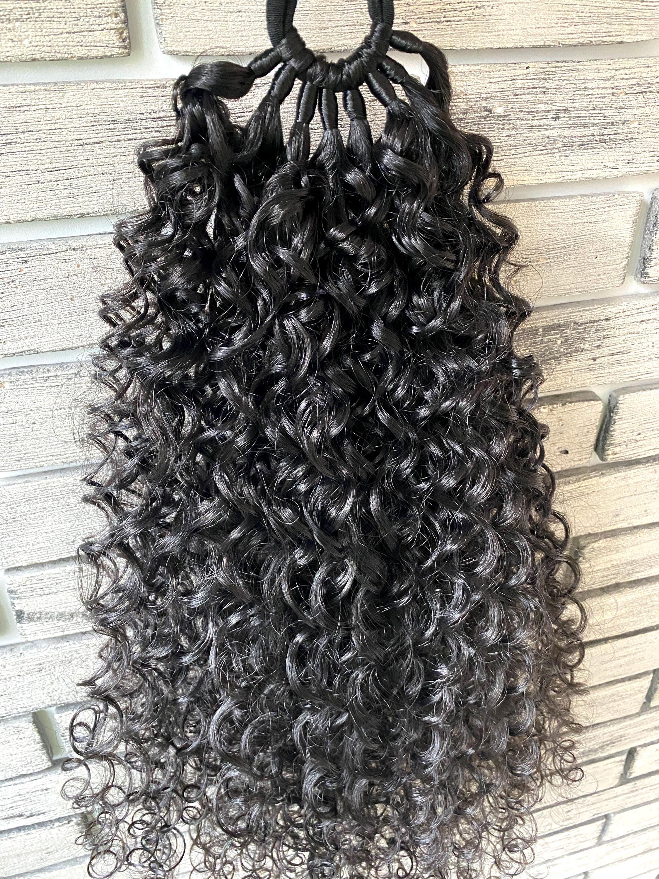 Black Curly Ponytail Extensions,curls, Wavy Hair on Elastic Band ...