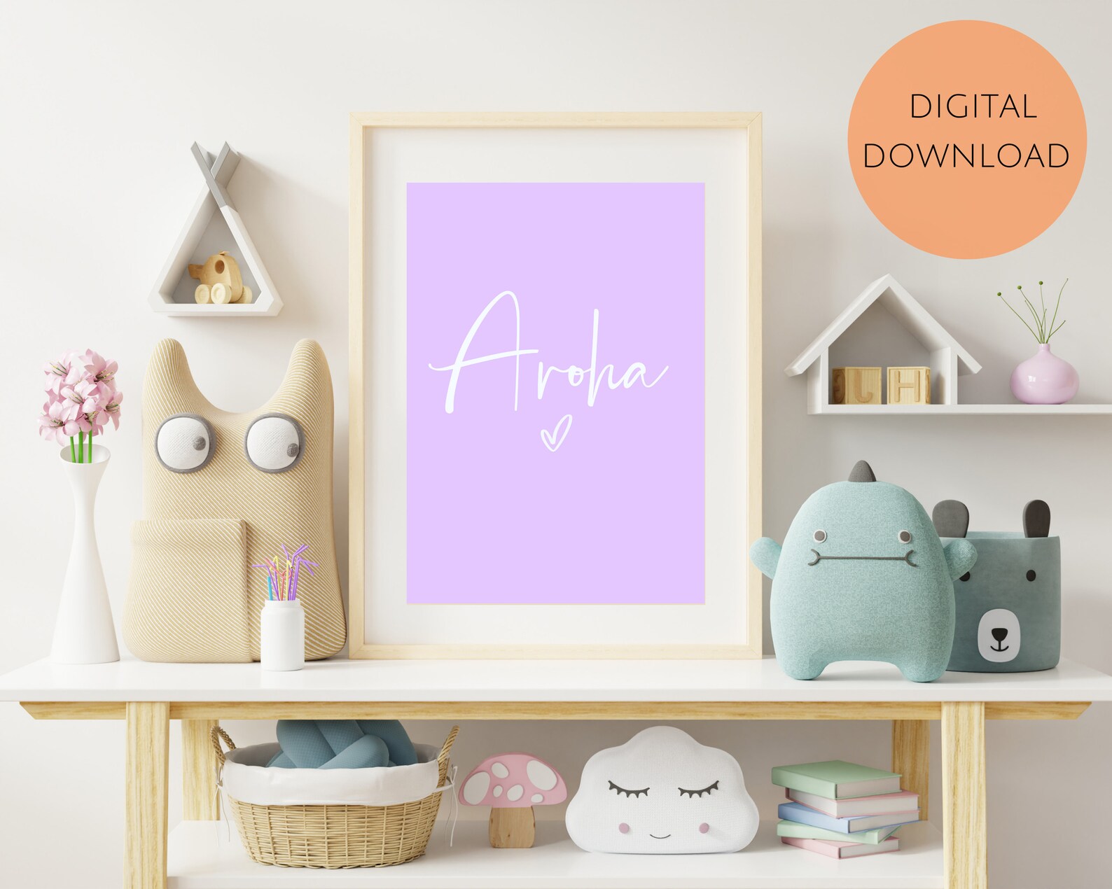 Aroha Love Maori New Zealand Wall Art Print Lilac Purple Digital ...
