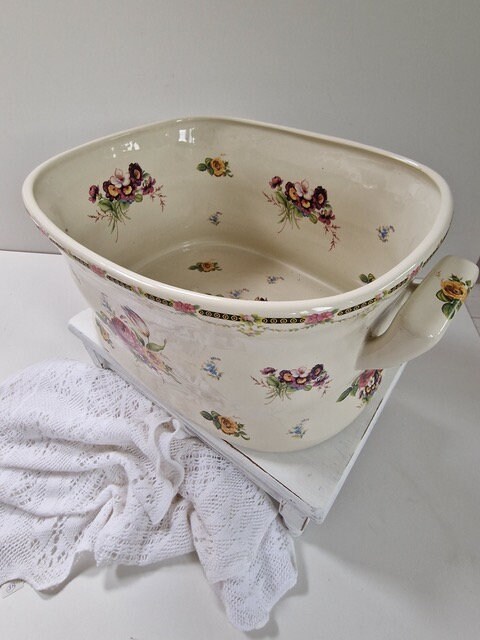 LARGE Antique English Flower Porcelain Foot Bath Basin - Etsy
