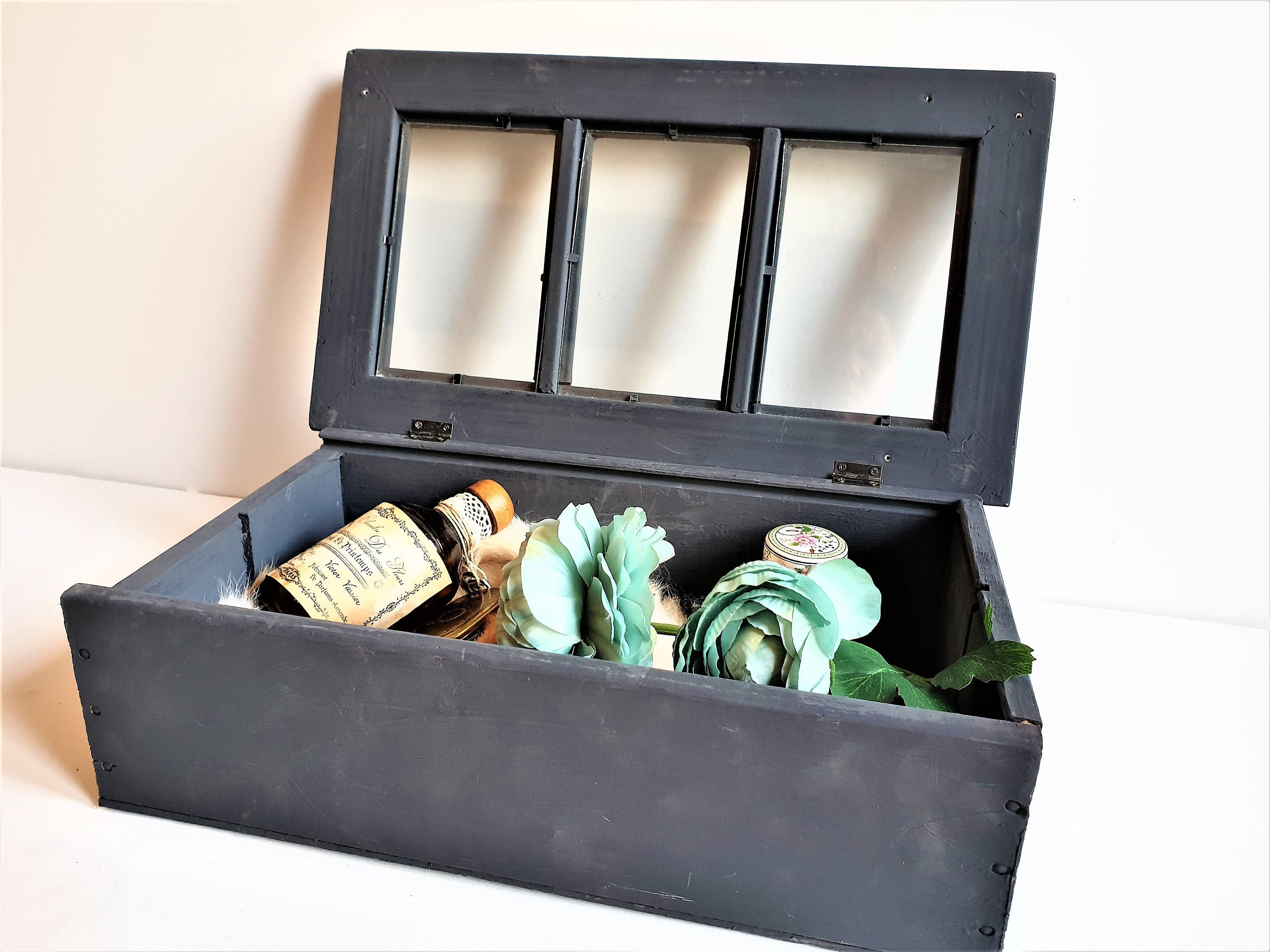 Lovely Shabby Chic Glass Top Box, Display Case, Vintage Table Top ...