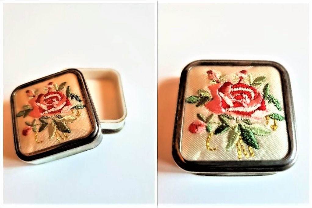 Lot of Three Antique Pill Boxes, Trinket Boxes, Hand Painted Floral ...