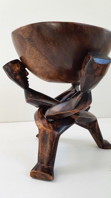 Three Headed Unity Sculpture African Carved Wood Circle of Life. Unity ...