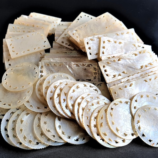 Antique Mother of Pearl Chinese Counters - Etsy UK