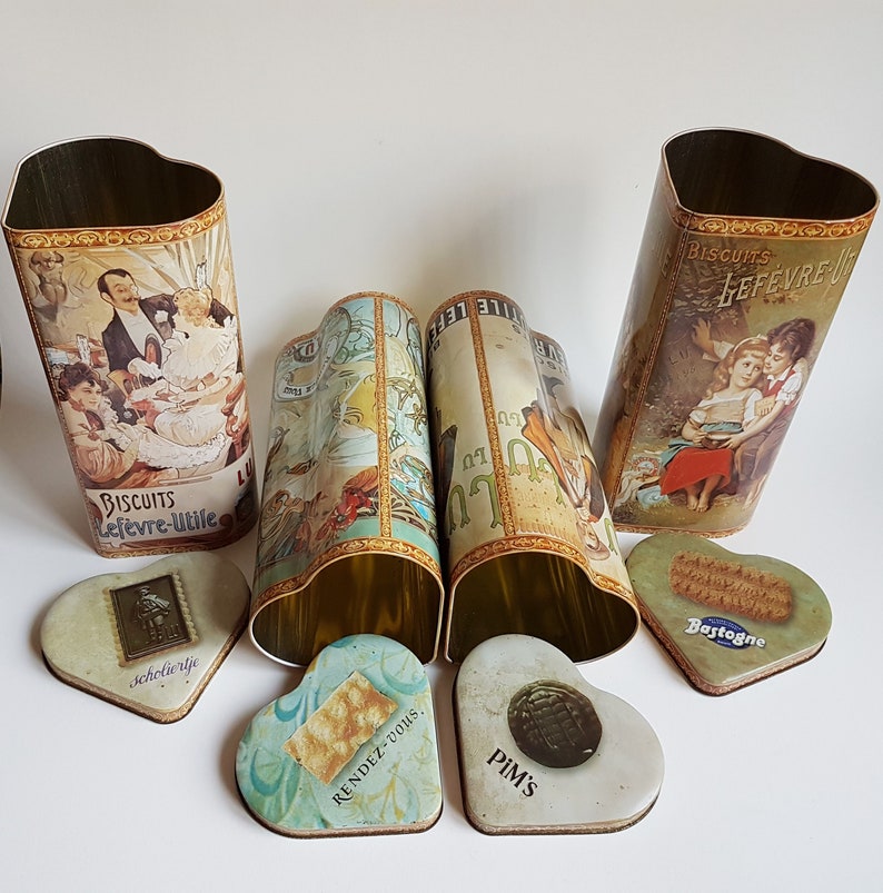 RARE Enamel Containers by LU, Lefèvre-utile. Vintage French Biscuits ...