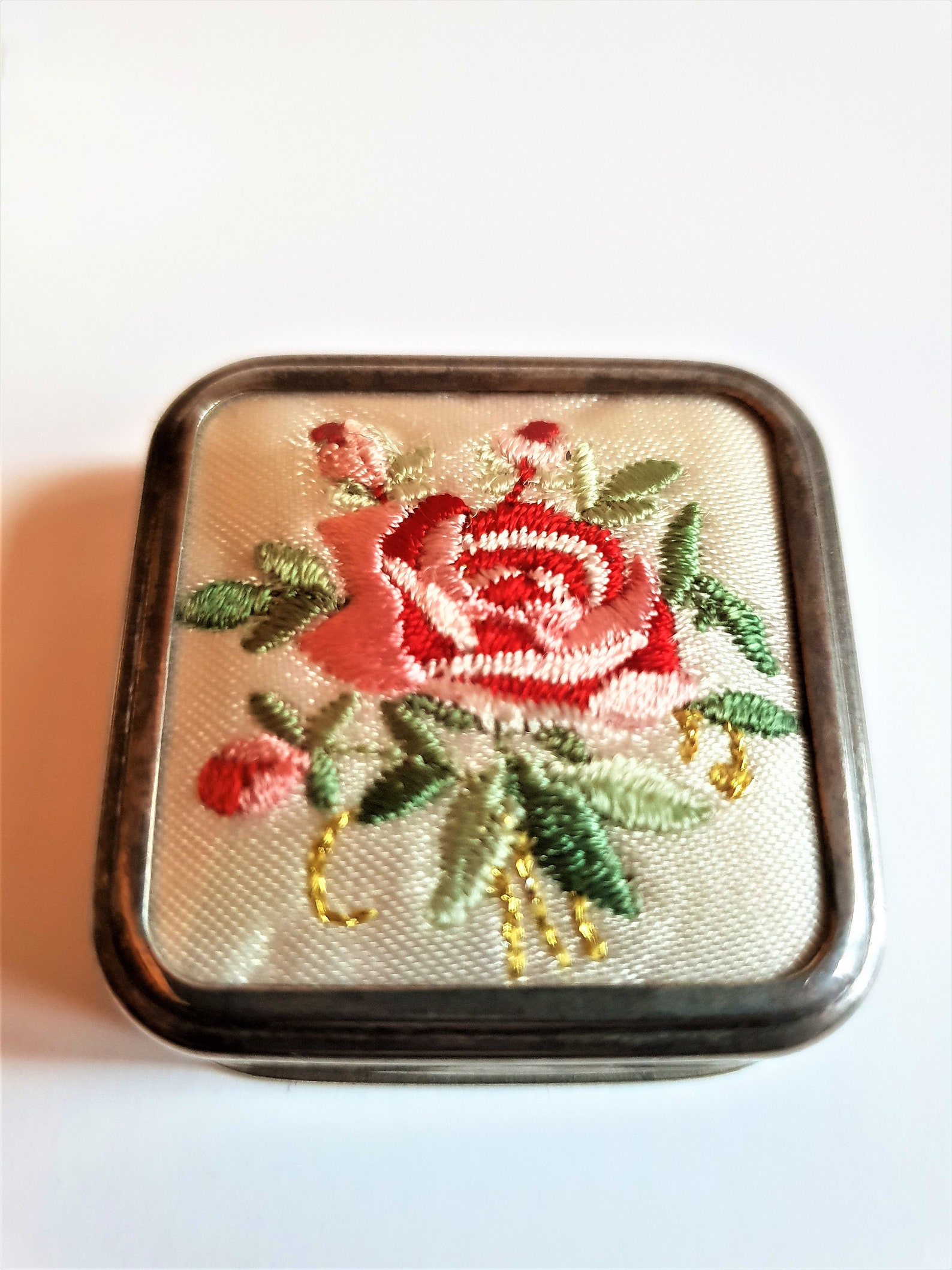 Lot of Three Antique Pill Boxes, Trinket Boxes, Hand Painted Floral ...