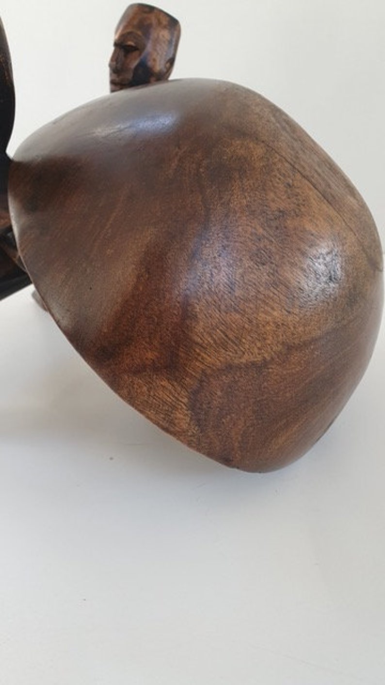 Three Headed Unity Sculpture African Carved Wood Circle of Life. Unity ...