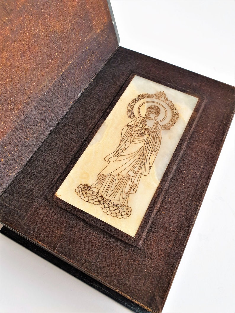 Chinese Book of Jade Tablets, 19th Century Book of Buddha Gold Toned ...