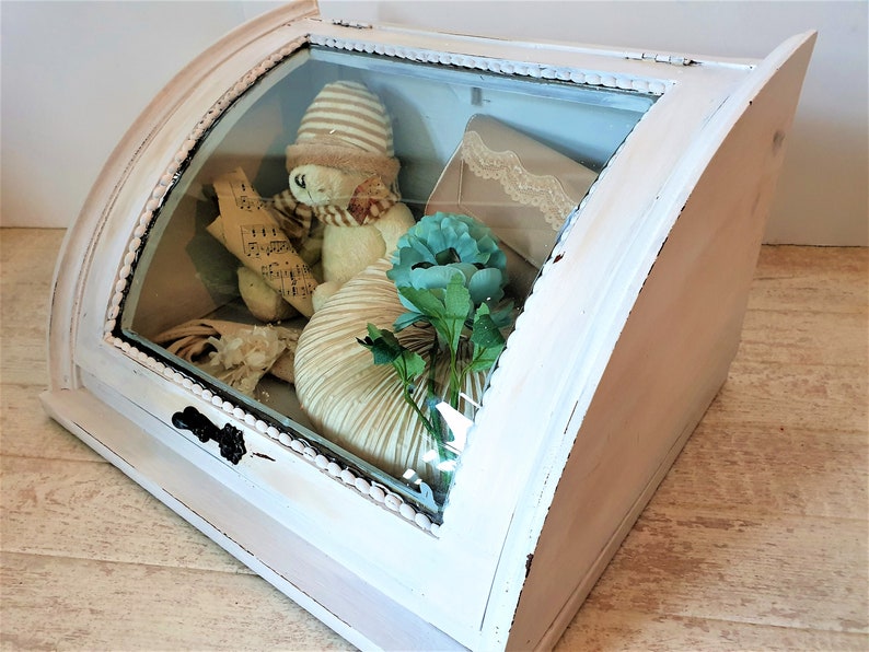 Stunning Shabby Chic Glass Top Box, Display Case - Vintage Shadow Box ...