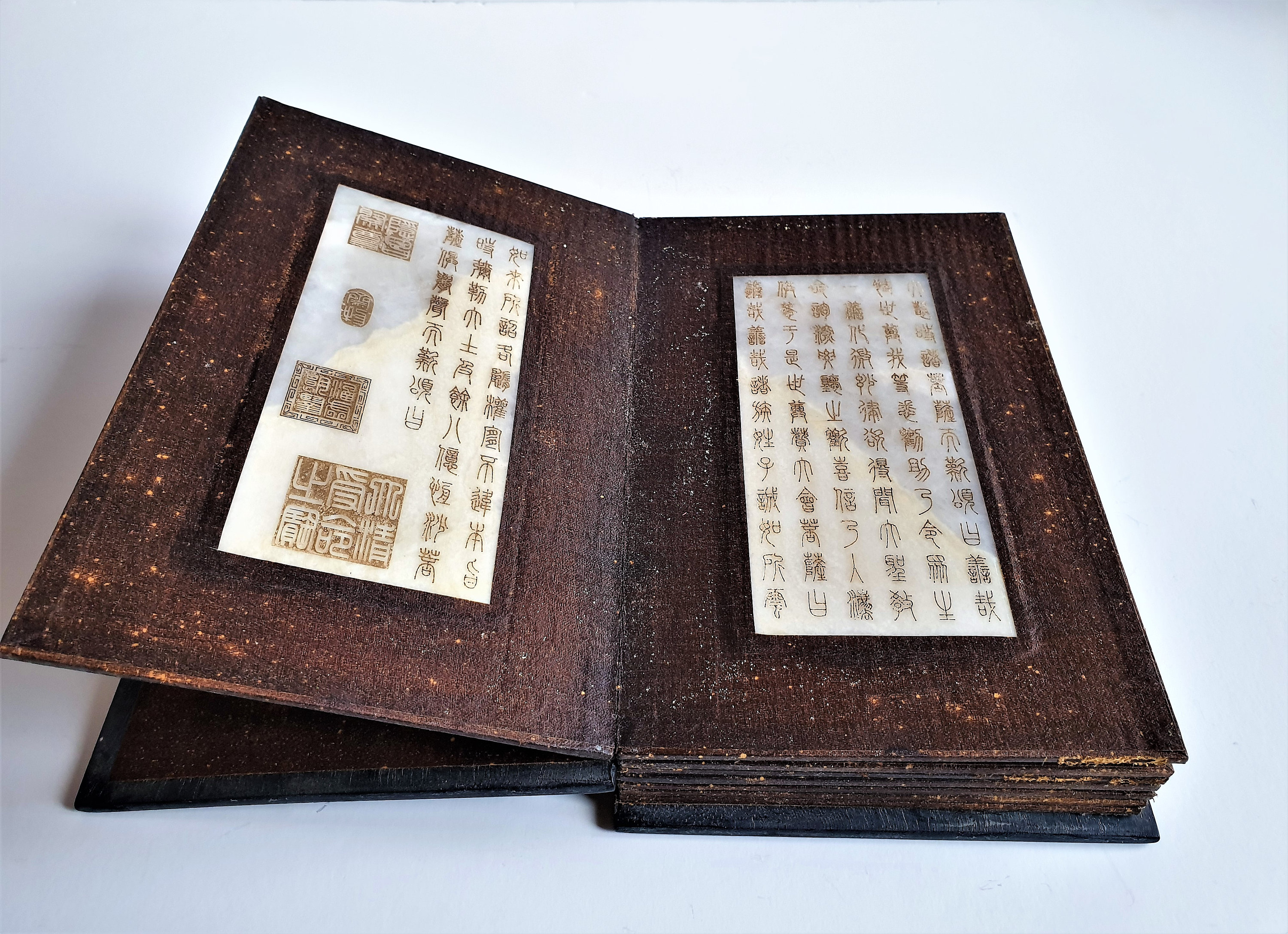 Chinese Book of Jade Tablets, 19th Century Book of Buddha Gold Toned ...