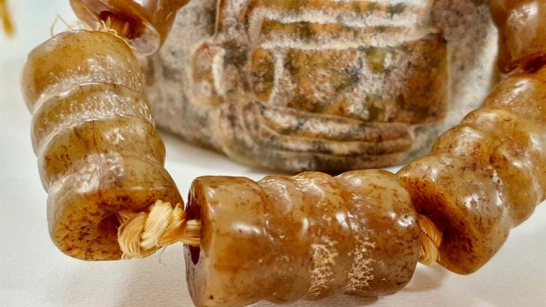 A String of NINE Jade Barrel Beads Pendant Chinese Antiques, Qing ...