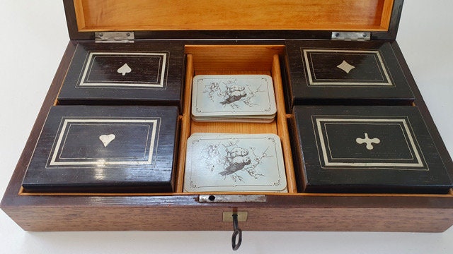 Antique Counters, Brass Wooden Games Box Counters Poker Chips Antique ...
