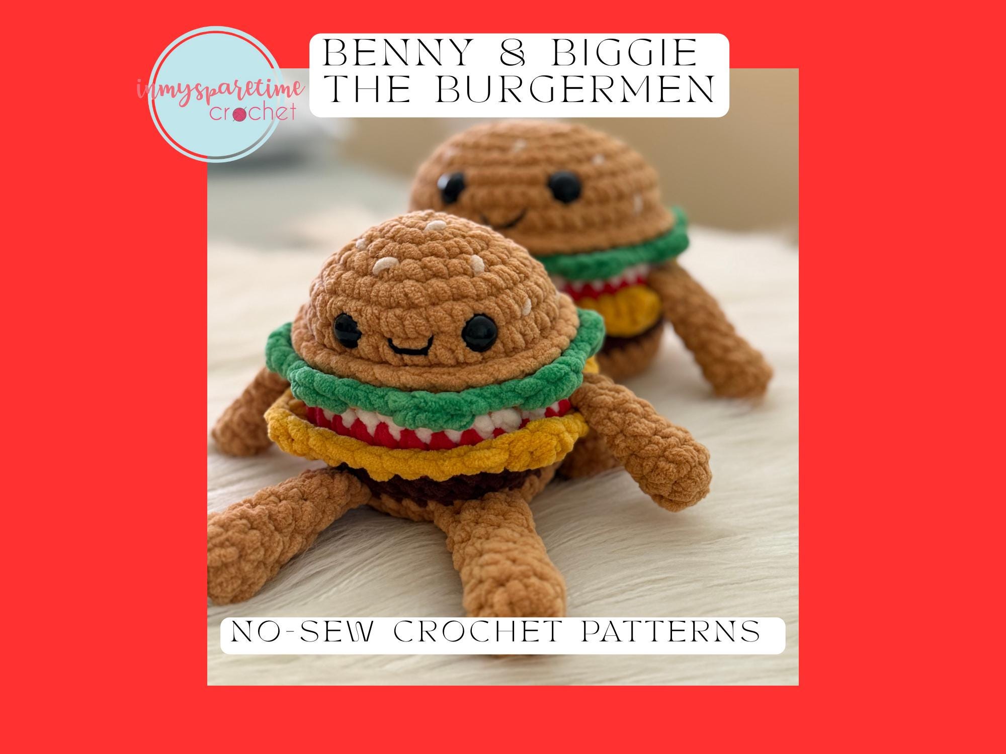 Biggie and Benny the Burgermen Bundle, Crochet Hamburger Pattern ...