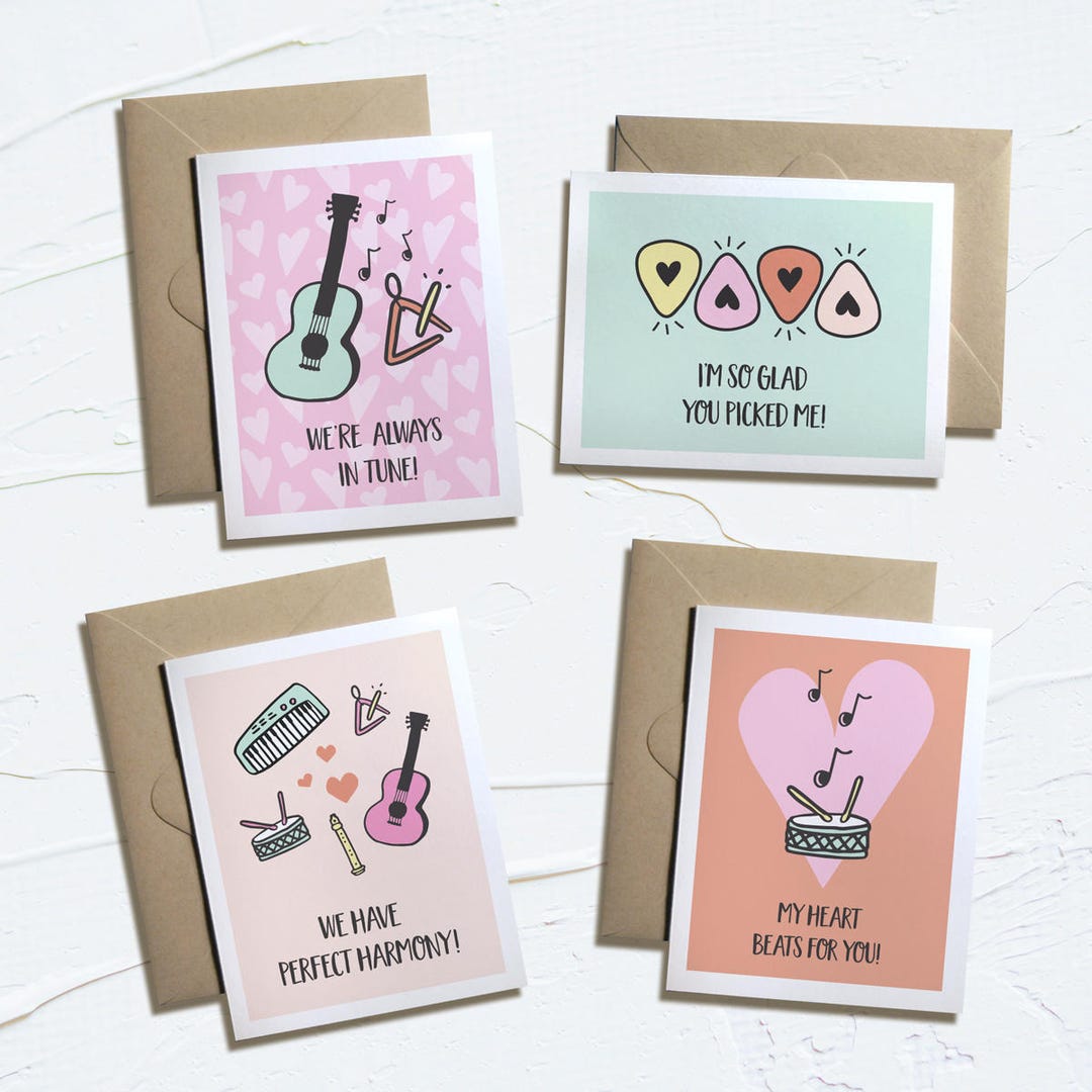 Music Valentine Card Pack! Printable Valentines Cards, Music Cards ...