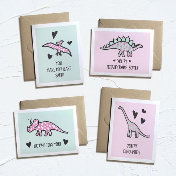 Instant Download 5x7 Printable Card Funny Valentine Dinosaurs Dino ...