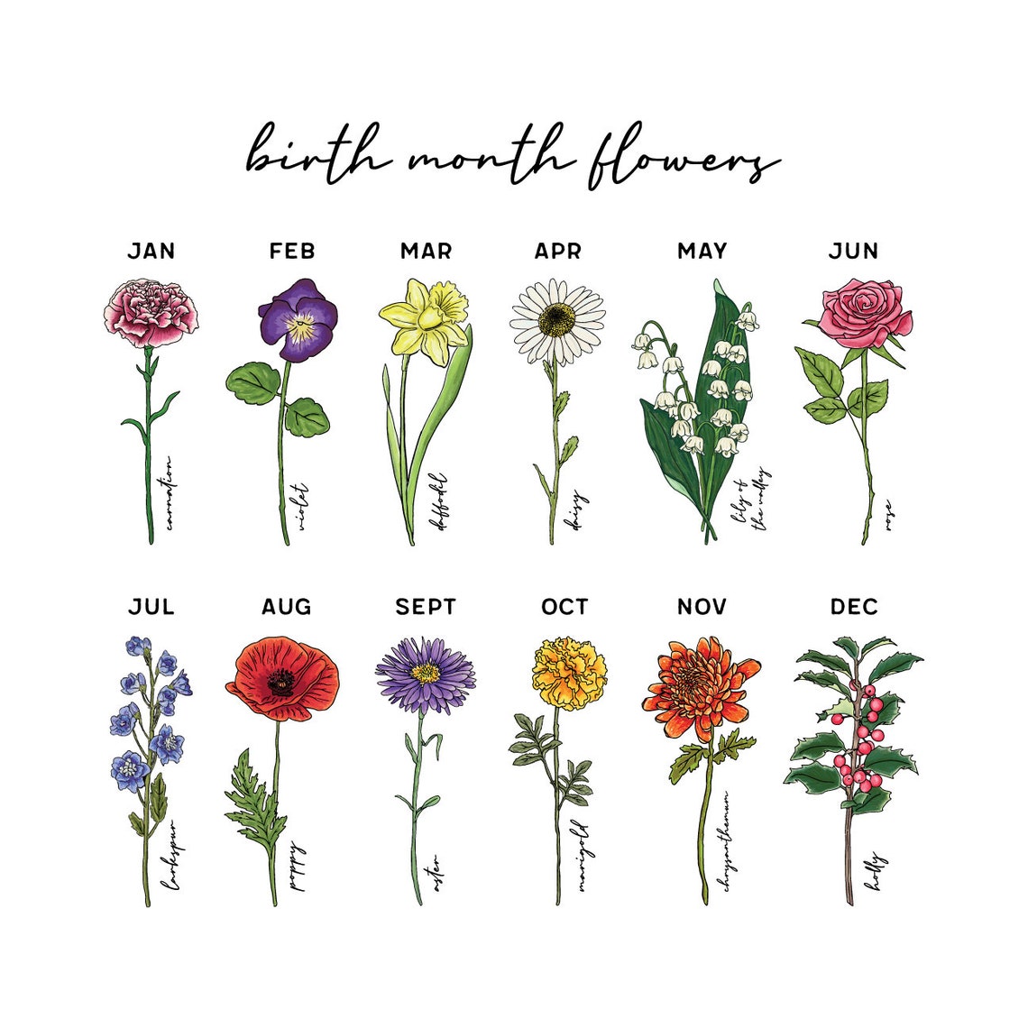 Printable Birth Month Flower Card: October-marigold, Birthday ...