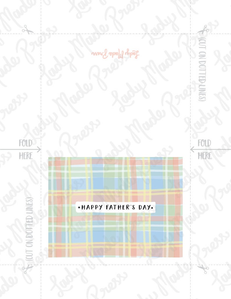 Happy Father's Day- Plaid, Printable Father's Day Card, Instant ...