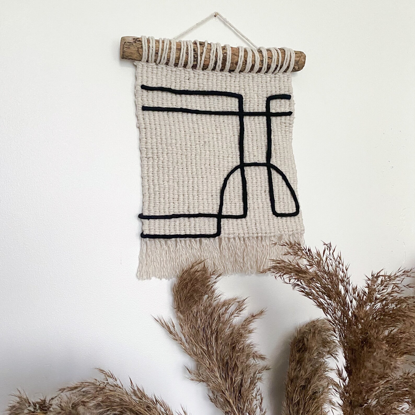 Abstract Macrame Wall Hanging | Black & White Macrame | Minimalistic ...
