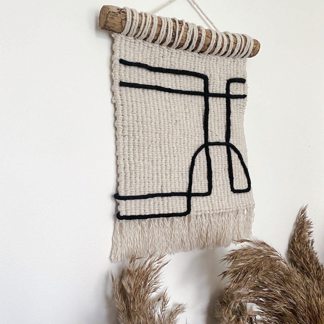 Abstract Macrame Wall Hanging Black & White Macrame Minimalistic Wall ...