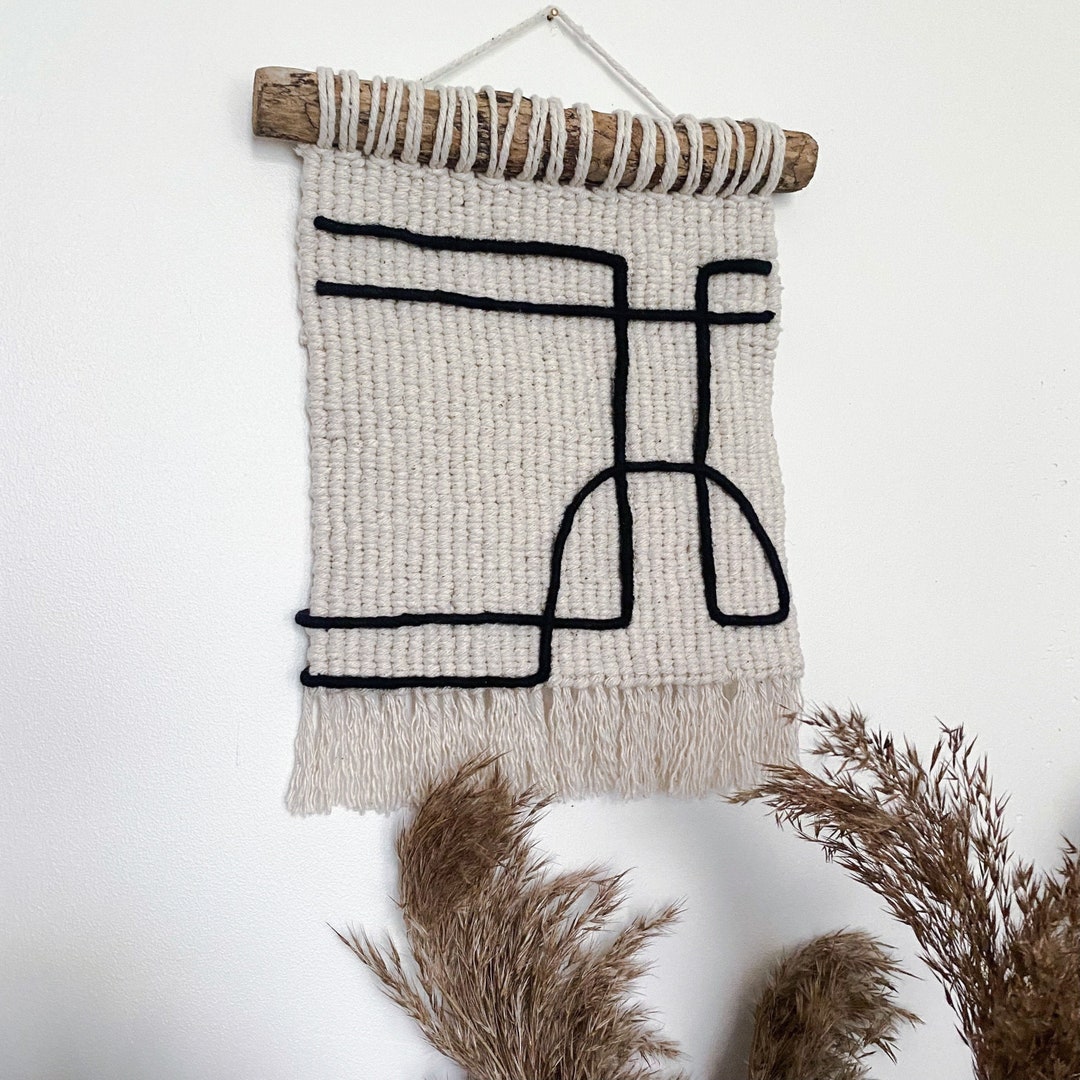 Abstract Macrame Wall Hanging | Black & White Macrame | Minimalistic ...