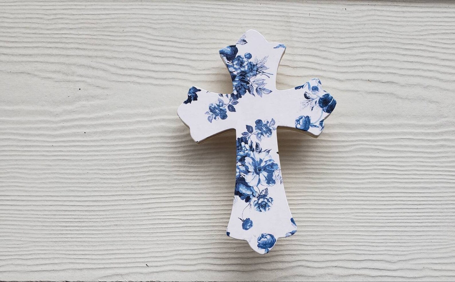 Blue Floral Cross Wood Cross | Etsy